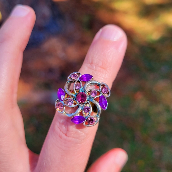 Jewelry | Twisted Color Explosion Pink Purple Gem Tie Dye Ring One Size ...